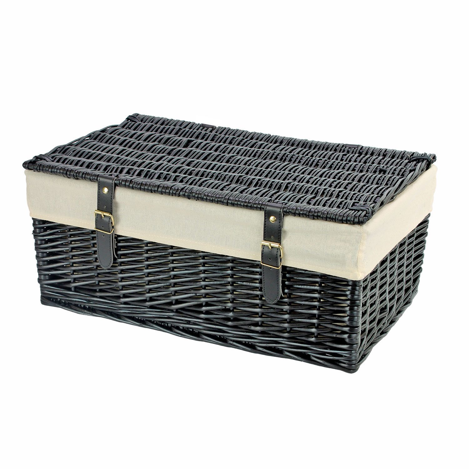 KT158N - 20 Inch Black Wicker Hamper Basket & Liner - DirectShopfittings