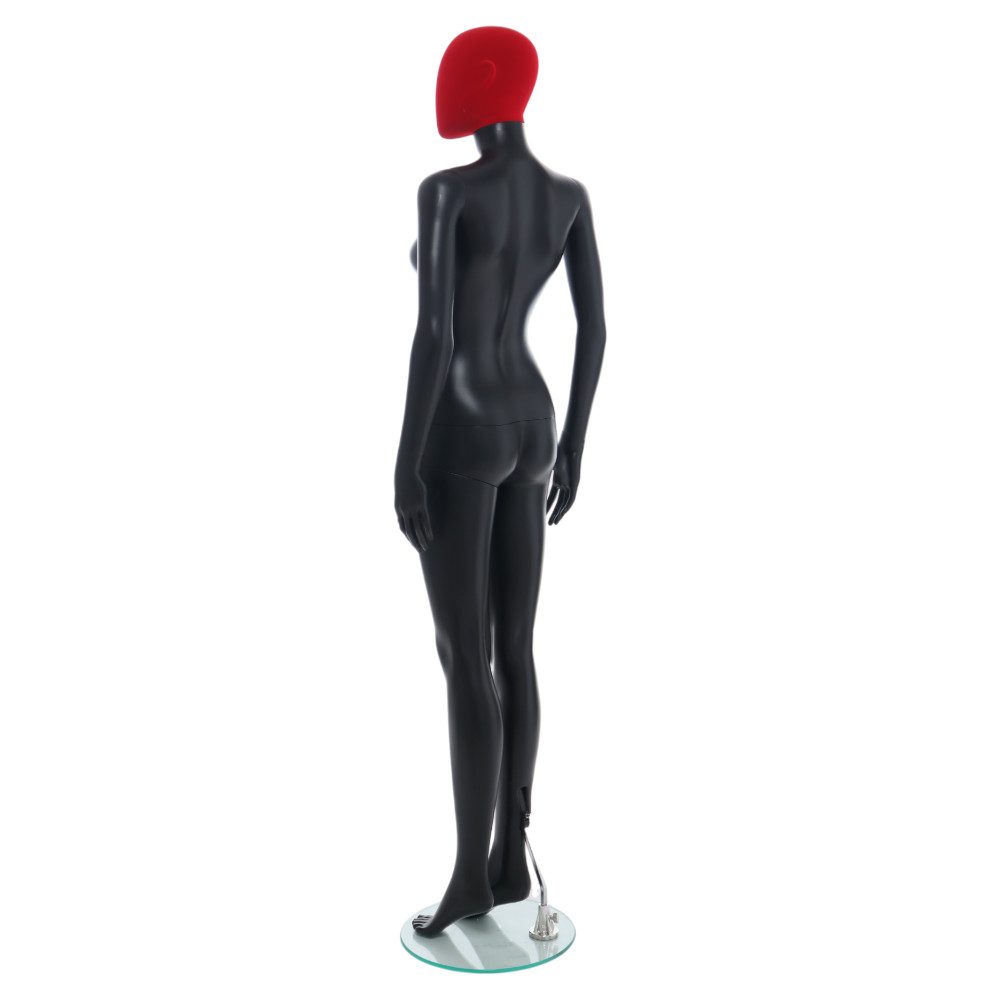 R356RP Female Mannequin - Black Finish With Red Pile Head ...