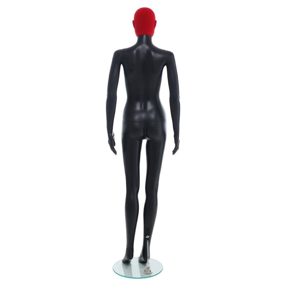 R356RP Female Mannequin - Black Finish With Red Pile Head ...