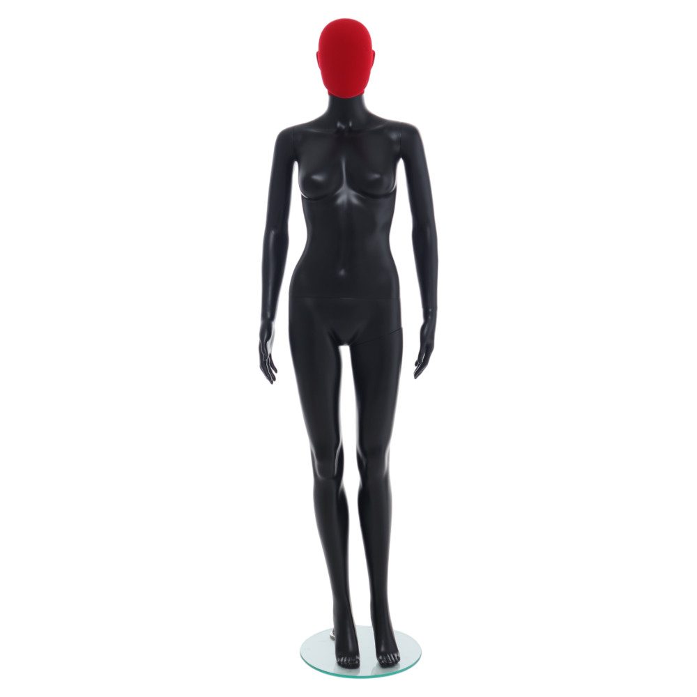 R356RP Female Mannequin - Black Finish With Red Pile Head ...