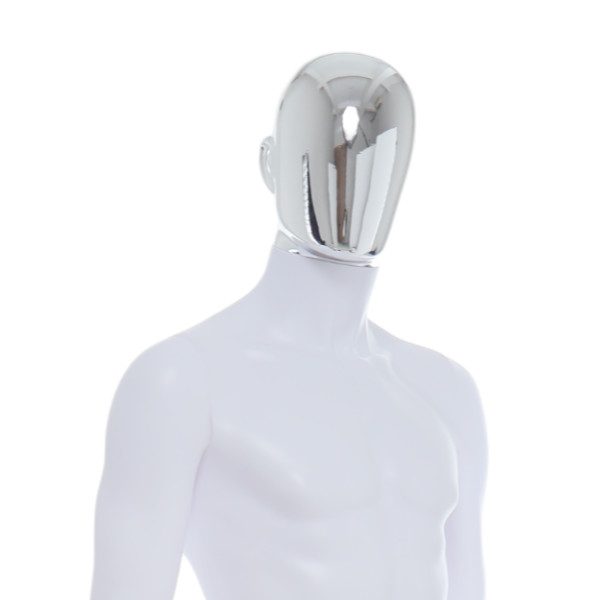 R357CH Male Mannequin - White Finish With Chrome Head - DirectShopfittings
