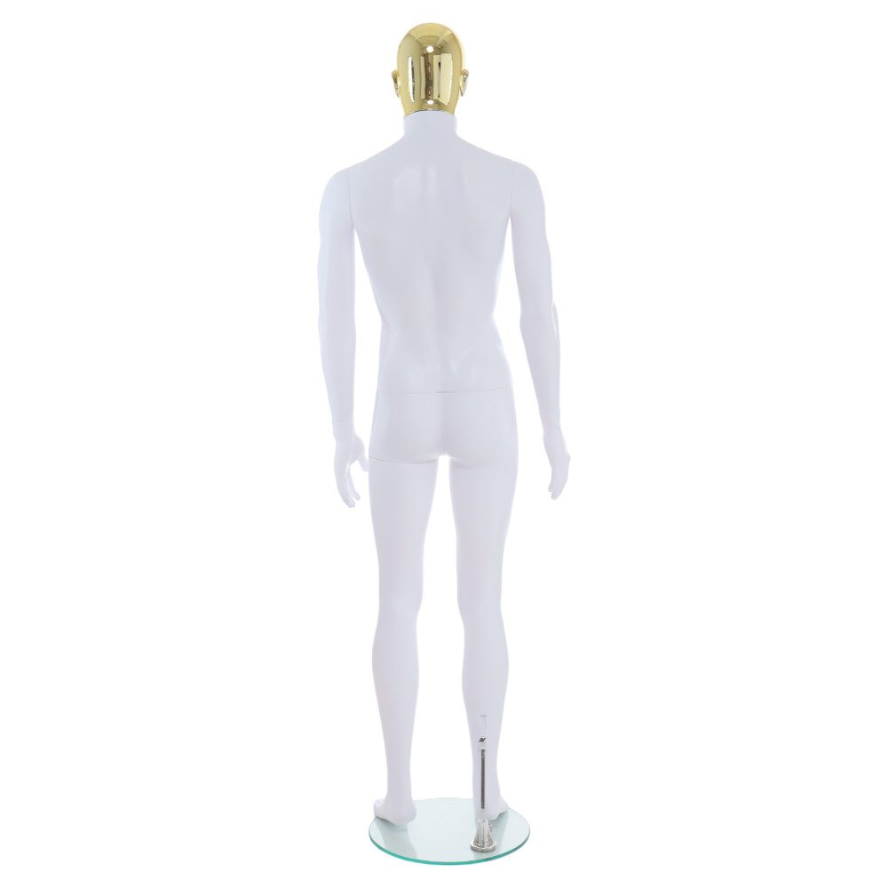 R357GD Male Mannequin - White Finish With Gold Head - DirectShopfittings