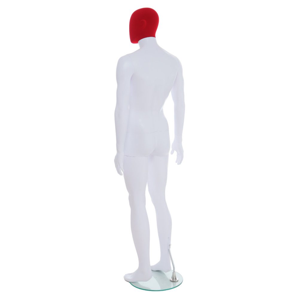 R357RP Male Mannequin - White Finish With Red Pile Head ...