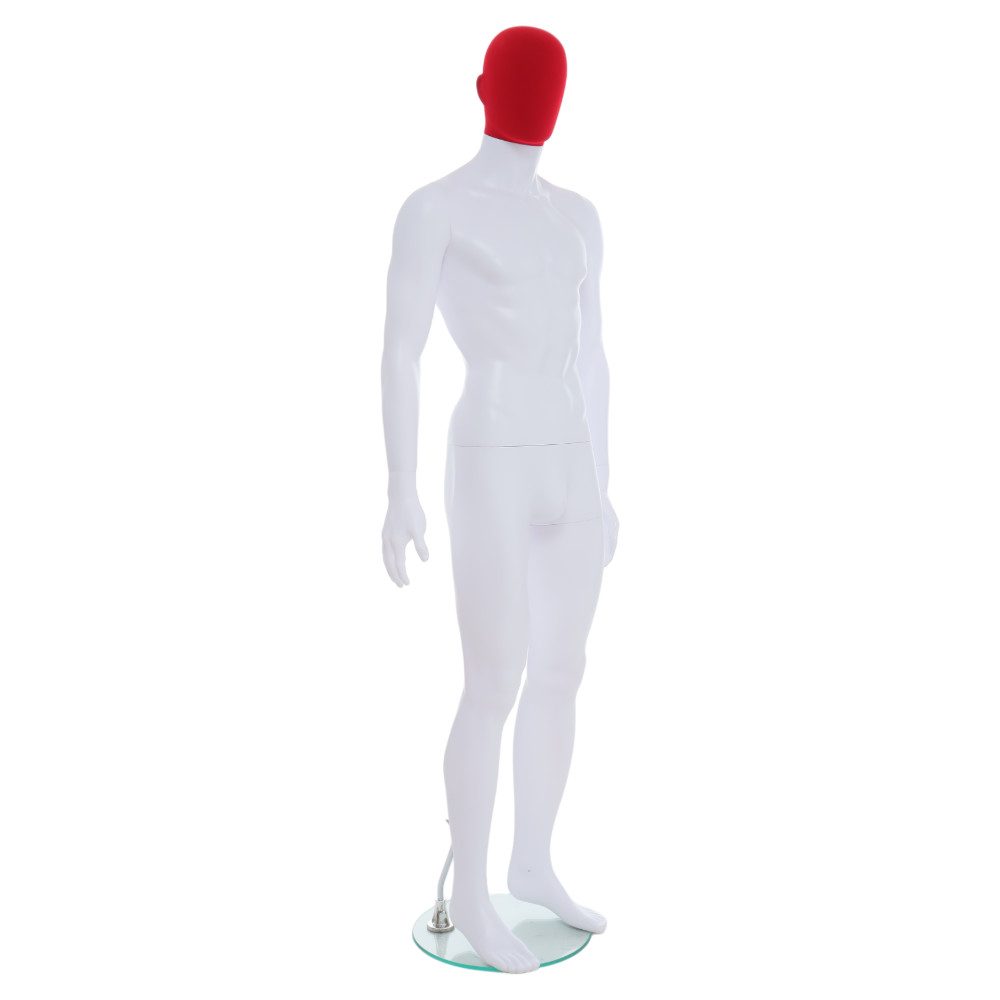 R357RP Male Mannequin - White Finish With Red Pile Head ...