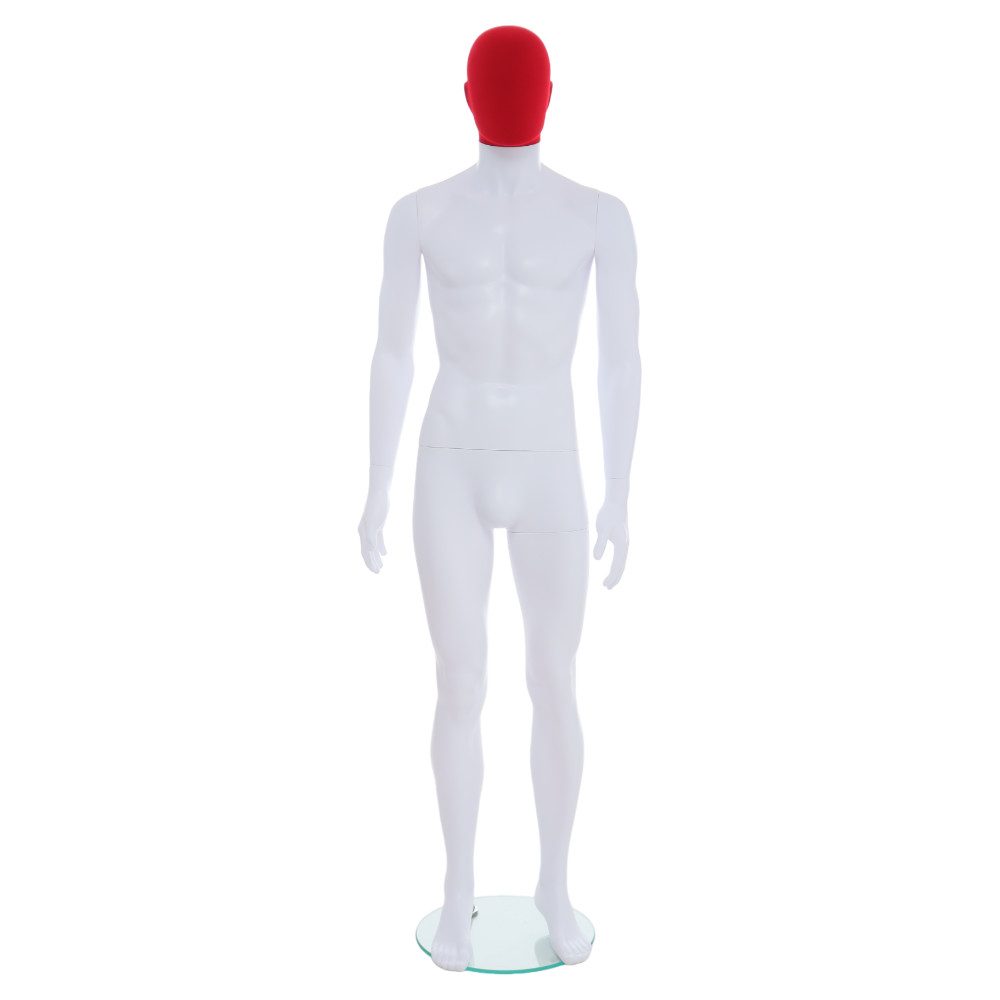 R357RP Male Mannequin - White Finish With Red Pile Head ...