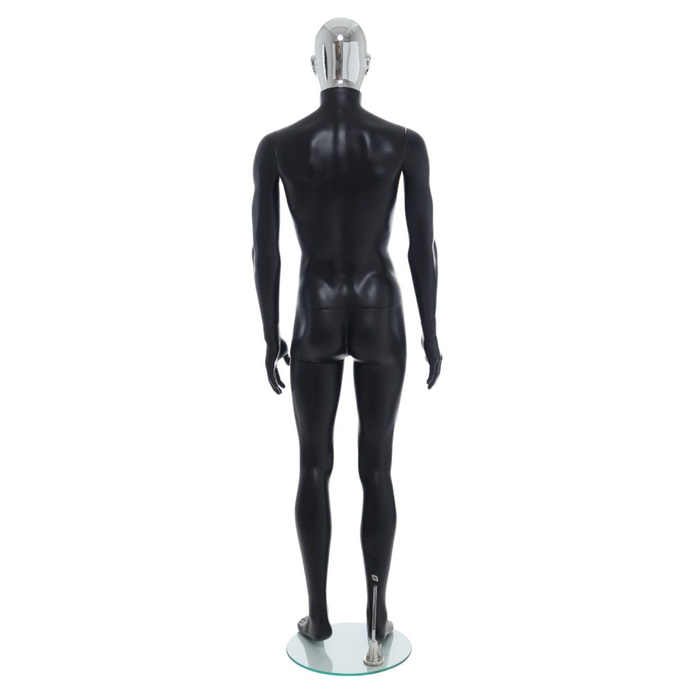 R358CH Male Mannequin - Black Finish With Chrome Head - DirectShopfittings