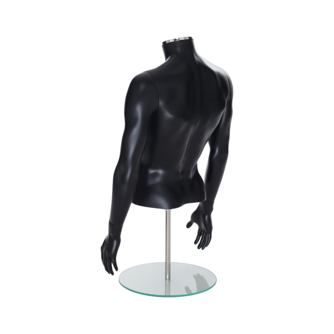 R372B Male Torso With Arms - Black - DirectShopfittings